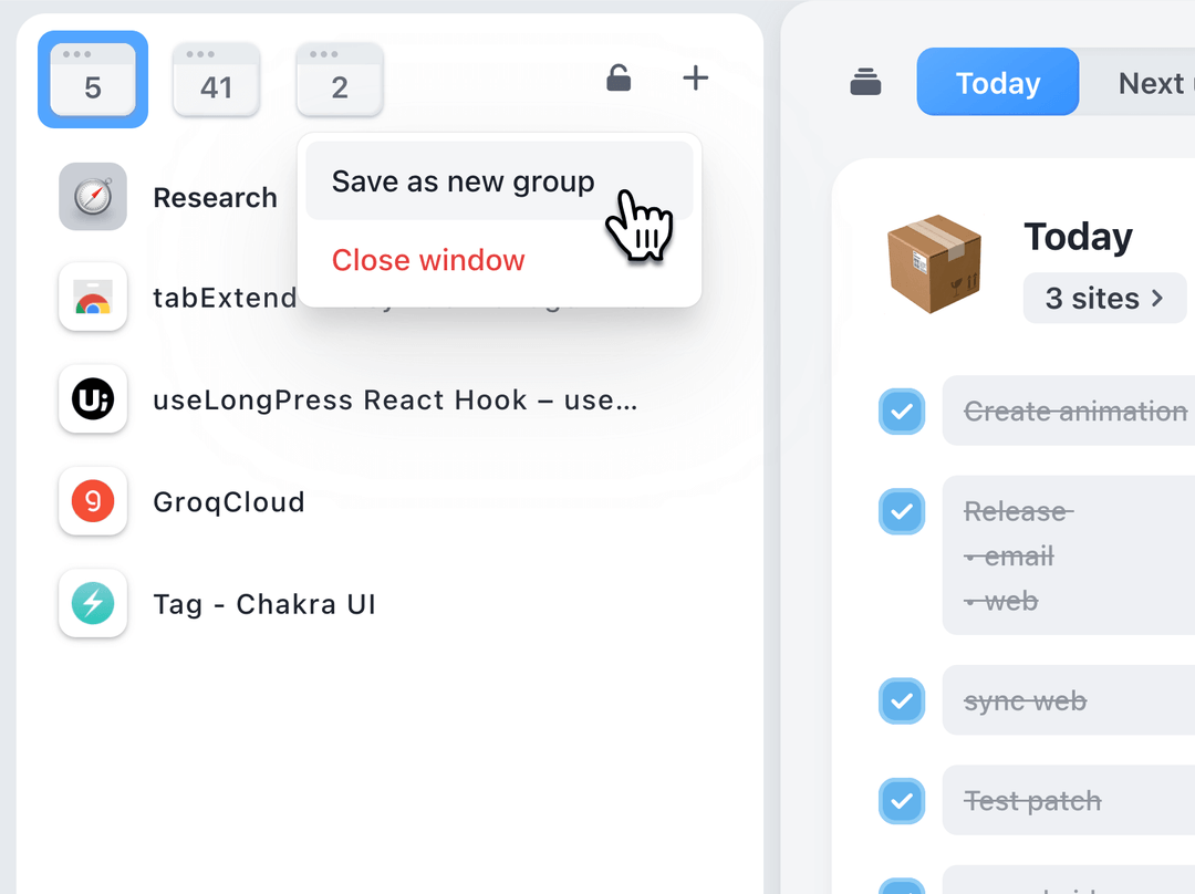 tabExtend - Save and organize tabs, add notes, and share